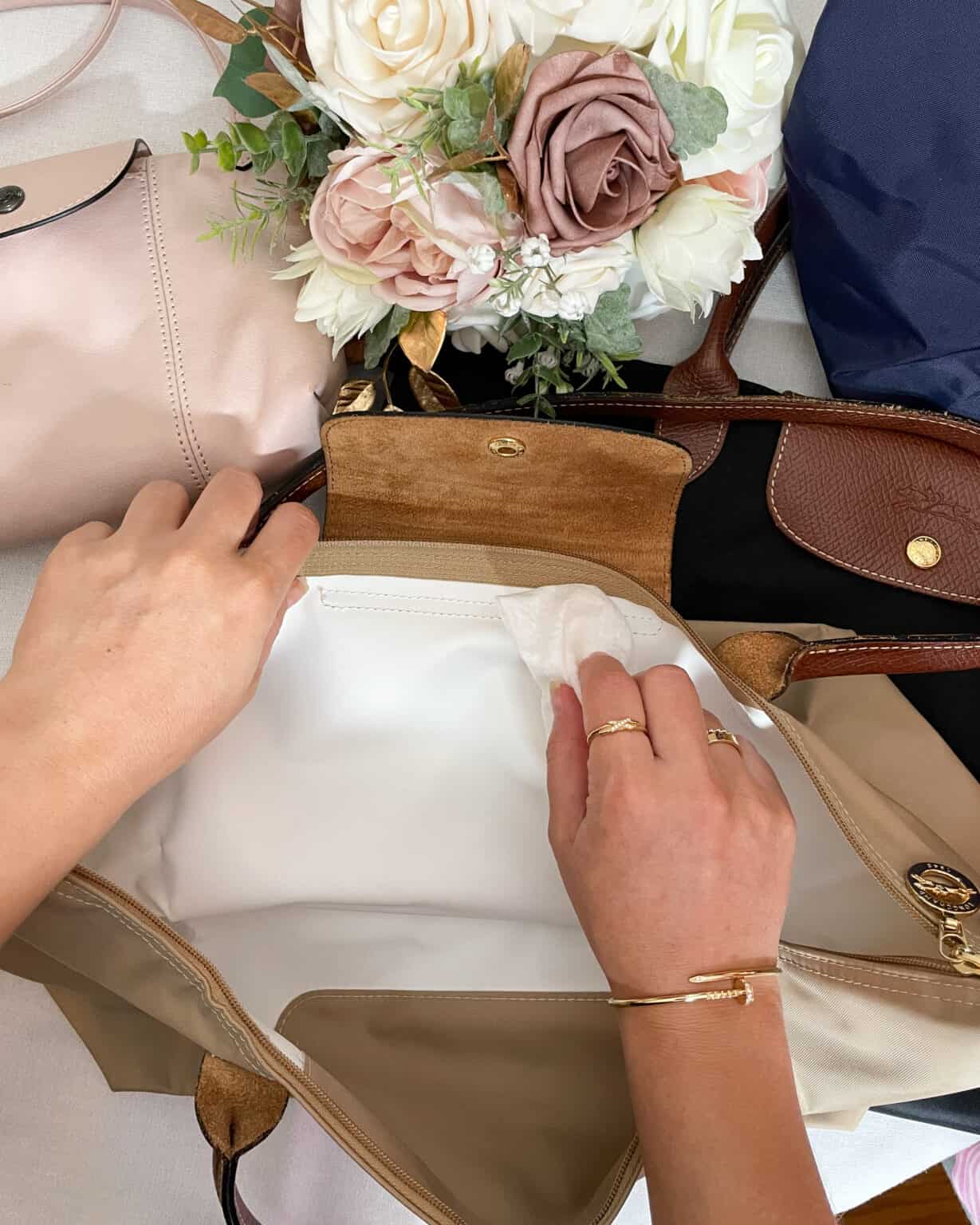 How to Clean your Longchamp Bag • Petite in Paris